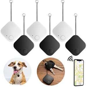 6 pack key finder bluetooth tracker smart item locator tracking luggage tracker gps anti lost bluetooth phone tracking device app control item finders with ropes for wallet kids dog remote black white