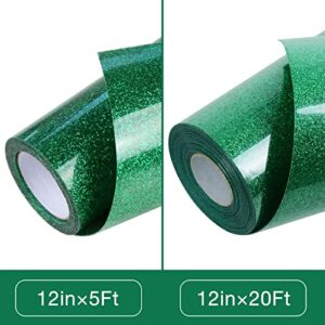 TORC Green Glitter HTV Heat Transfer Vinyl Roll 12 inch x 5 ft Iron on Vinyl for T Shirts Crafts Cricut Christmas