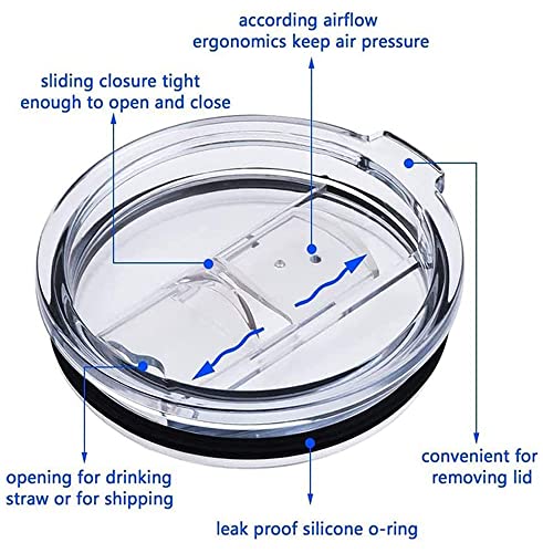 Tumbler Replacement Lids,Tumbler Lids Spillproof 30 oz,Splash Resistant Lids for YETI Rambler, Ozark Trail and More Cooler Cup,Splash Proof Open-Close Slide Lid