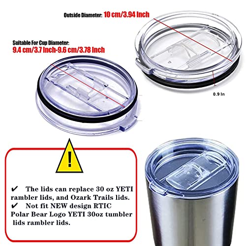 Tumbler Replacement Lids,Tumbler Lids Spillproof 30 oz,Splash Resistant Lids for YETI Rambler, Ozark Trail and More Cooler Cup,Splash Proof Open-Close Slide Lid