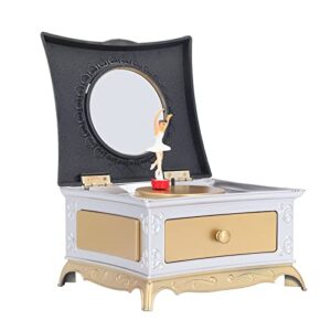 qinlorgo jewelry box, girls jewelry box silver white dancing girl for small items collection