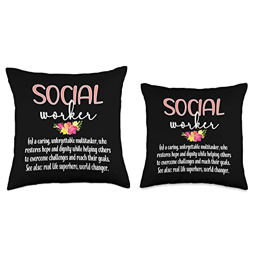 Social Worker Appreciation Ideas Definition | Social Workers Month Throw Pillow, 18x18, Multicolor