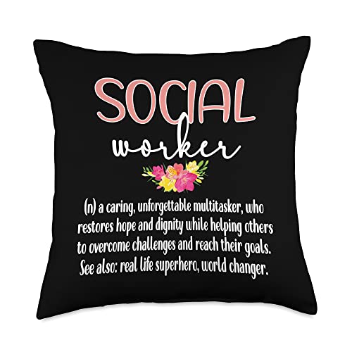 Social Worker Appreciation Ideas Definition | Social Workers Month Throw Pillow, 18x18, Multicolor