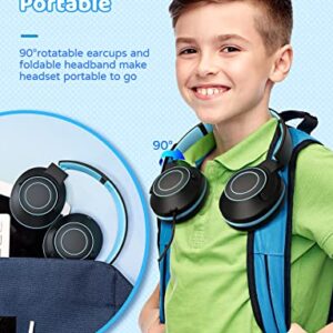 FIUPIA Kids Headphones with Microphone for School, Volume Limit 85/94dB, Stereo Sound, Over-Ear Kids Headphones for Girls Boys, Foldable Kids Headphones Wired for School/Travel/iPad/Fire Tablet