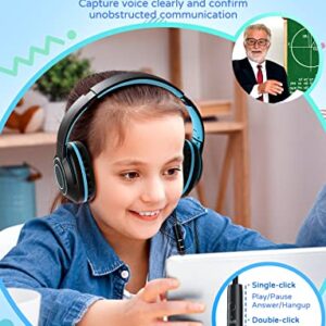 FIUPIA Kids Headphones with Microphone for School, Volume Limit 85/94dB, Stereo Sound, Over-Ear Kids Headphones for Girls Boys, Foldable Kids Headphones Wired for School/Travel/iPad/Fire Tablet