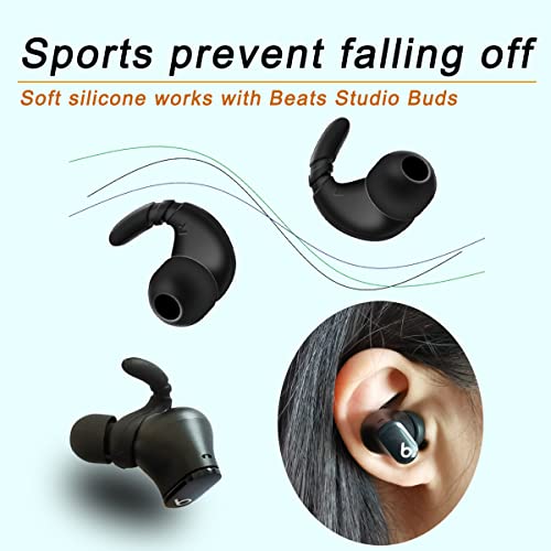 Luckvan Earbuds Tips for Beats Studio Buds Memory Foam Tips for Beats Earbuds Replacement Earhook for Beats Studio Buds Ear Tips fit in Charging Case, Black