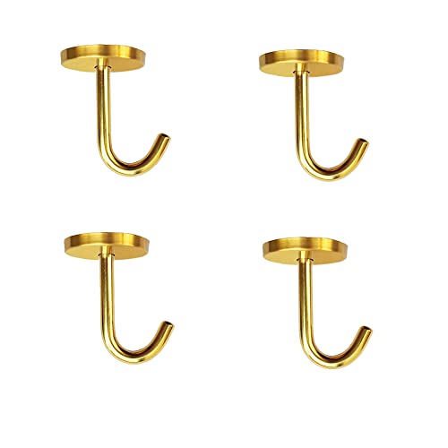 FYTRONDY Golden Edition Stainless Steel Screws Mount Ceiling Hooks, Coat Hanger (2 INCH, 4 Pack)