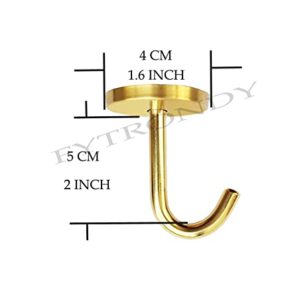 FYTRONDY Golden Edition Stainless Steel Screws Mount Ceiling Hooks, Coat Hanger (2 INCH, 4 Pack)