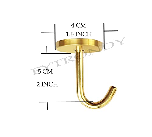 FYTRONDY Golden Edition Stainless Steel Screws Mount Ceiling Hooks, Coat Hanger (2 INCH, 4 Pack)