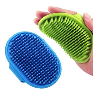 lilpep pet shampoo bath brush soothing massage rubber comb with adjustable ring handle for long short haired dogs and cats grooming, 2 pcs