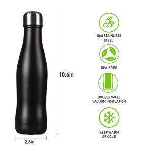 Zhenglu 2-Pack Cola Bottle Shape Sports Water Bottles,304 Stainless Steel insulated Water Bottle for Cold and Warm Drinks, BPA -free (Black&White)