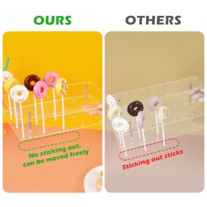 NiHome Cake Pop Stand 24 Holes Aryclic Display Stands for Dessert Table 2-Tier Cupcake Lollipop Candy Display for Wedding Party Anniversary Holiday Celebration (Rectangle)