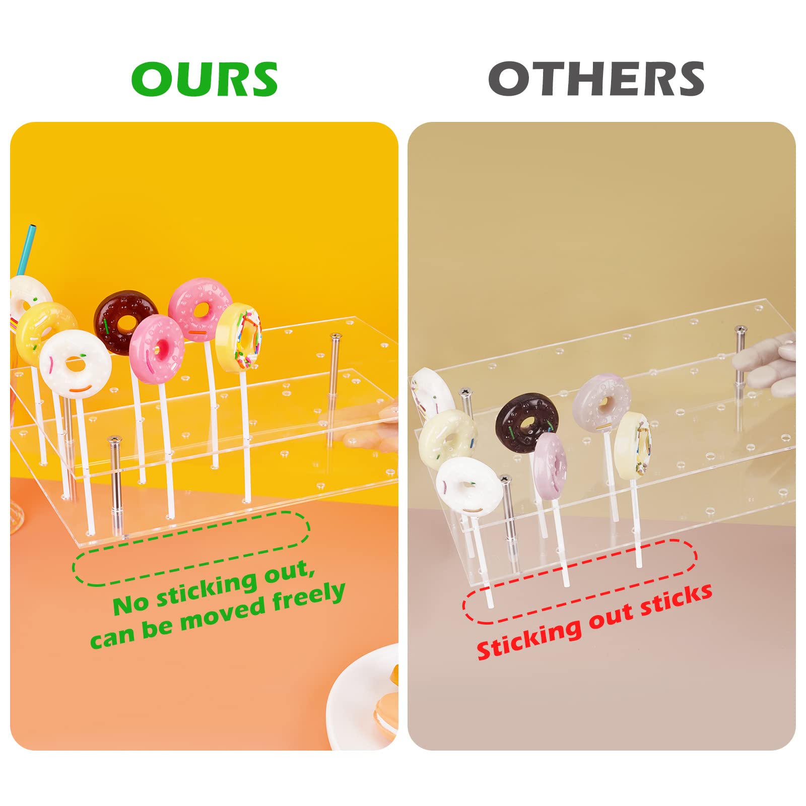 NiHome Cake Pop Stand 24 Holes Aryclic Display Stands for Dessert Table 2-Tier Cupcake Lollipop Candy Display for Wedding Party Anniversary Holiday Celebration (Rectangle)