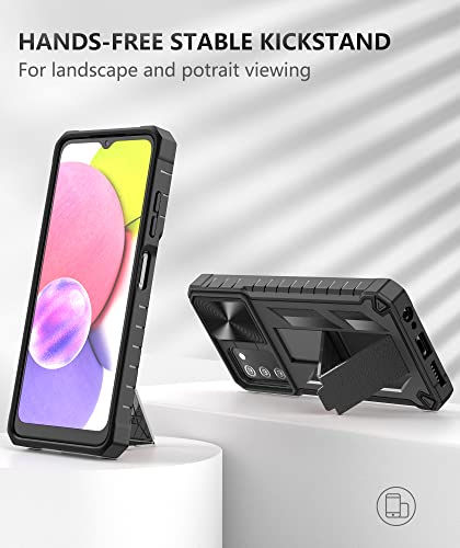 for Samsung Galaxy A03s Protective Case: Military Grade Drop Proof Full Protection Mobile Phone Cover with Kickstand | Durable Rugged Shockproof TPU Matte Textured Tough Bumper Shell