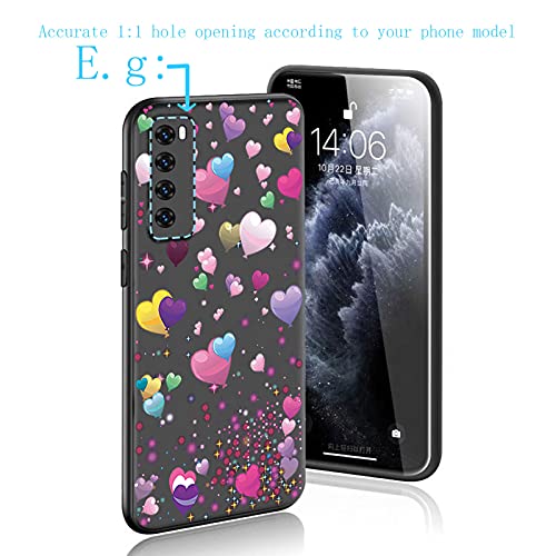 Ikiiqii Cover for Samsung Galaxy A13 5G case Shell Soft Silicone Black Phone Protective Cases TPU + 9H Hardness HD Tempered Glass Screen Protector Film Protection - Romantic Balloon