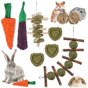 cathpetic perfect rabbit chew toys - guinea pig toys natural timothy hay chinchilla toys, 100% hand made rabbit treats apple and wood sweet bamboo, small animal chew treat for rodents teeth care