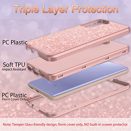 Coolwee Pink Full Protective Case for Galaxy S22 5G Heavy Duty Hybrid 3 in 1 Rugged Shockproof Women Girls for Samsung Galaxy S22 6.1 inch Rose Gold