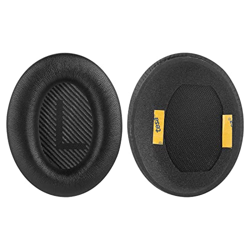 Geekria Elite Sheepskin Replacement Ear Pads for Bose QCSE QC45 QC35 QC35 ii QC25 QC15 QC2 AE2 AE2i AE2w SoundTrue SoundLink Around-Ear Headset Earpads, Ear Cups Cover Repair Parts (Black)