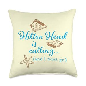 hilton head island sc resort and beach gear hilton head island south carolina throw pillow, 18x18, multicolor