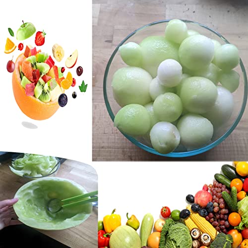 JTDEAL Melon Ball Scoop Set, Multifunctional 4 in 1 Stainless Steel Fruit Carving Tool Knife Set, Fruit Platter Carving Fruit Plate Small Tool, Cantaloupe Watermelon Ball Scoop (Green)