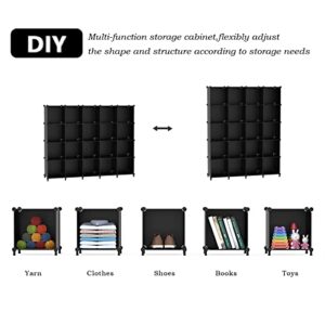 AWTATOS Cube Storage Organizer 20 Cube Modular Storage Bookshelf DIY Plastic Closet Storage Shelf, Stackable Storage Shelving Rack, Ideal Storage Solution for Home, Office, Bedroom, Black ULPZ023