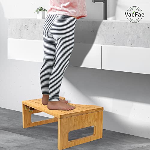 VaeFae Bamboo Toilet Stool, Foldable Potty Stool for Bathroom, Wooden Poop Stool for Adults, Portable and Non-Slip