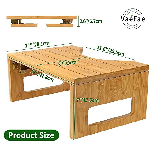 VaeFae Bamboo Toilet Stool, Foldable Potty Stool for Bathroom, Wooden Poop Stool for Adults, Portable and Non-Slip