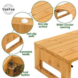 VaeFae Bamboo Toilet Stool, Foldable Potty Stool for Bathroom, Wooden Poop Stool for Adults, Portable and Non-Slip