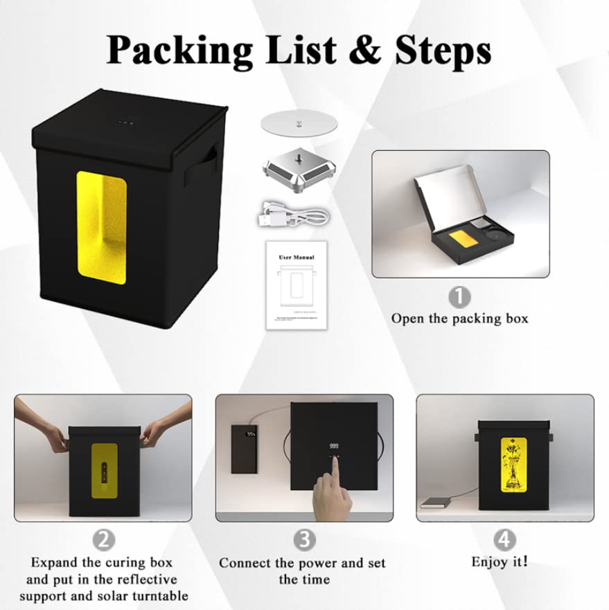 Resin Curing Station - Resin UV Light Foldable Curing Box for LCD | DLP | SLA 405nm Resin 3D Printed Models Curing Box with Light Driven Turntable