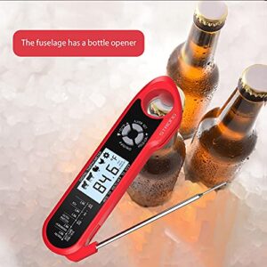 Roses&Poetry Meat Thermometer Digital Food Thermometer with 2 Probes, Alarm Setting,Backlight Large Screen,Waterproof Instant Read Cooking Thermometer for Meat,BBQ Smoker Oven (Red)