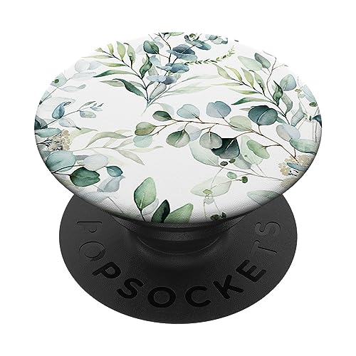 Eucalyptus navy blossom watercolor floral branches leaves PopSockets Standard PopGrip