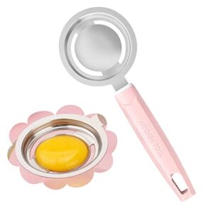 fyy egg separator tool,egg yolk separator,food grade stainless steel egg white separator egg yolk white filter kitchen cooking baking tools for baking cake, egg custards, mayonnaise and more-pink