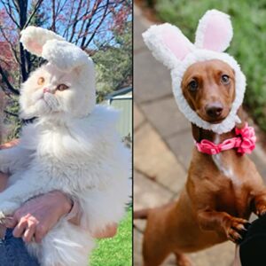 Cat Cute Costume Pet Plush Bunny Ears, Puppy Rabbit Headband Ear Hats, Snug Bunny Warm Hat with Ears for Cats Puppies and Small Dogs, Easter/Halloween/Party Cosplay (Pink, Bunny Ears)