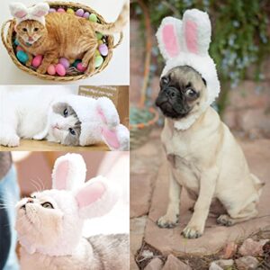 Cat Cute Costume Pet Plush Bunny Ears, Puppy Rabbit Headband Ear Hats, Snug Bunny Warm Hat with Ears for Cats Puppies and Small Dogs, Easter/Halloween/Party Cosplay (Pink, Bunny Ears)