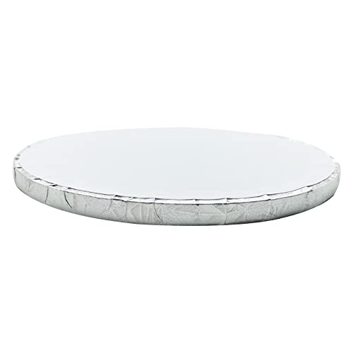 12 Inch Cake Drum, Silver Round Boards Cardboard for Wedding Birthday Party (1/2 Inch Thick, 5 Pack) - Fully Wrapped Edges - PACKIN WAY