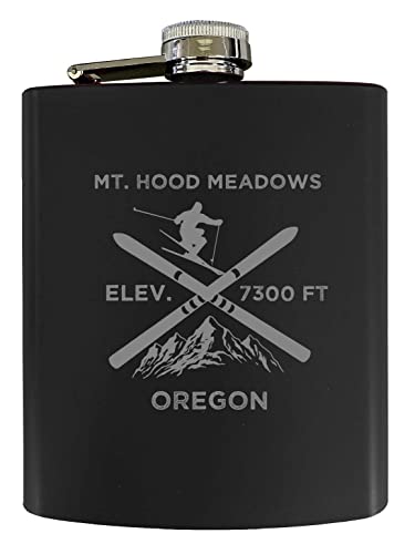 Mt. Hood Meadows Oregon Ski Snowboard Winter Adventures Stainless Steel 7 oz Flask Black