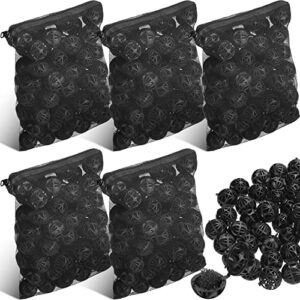 500 pieces bio filter balls black bio balls for aquarium filter pond filter 1.02 inch internal bioballs filter media with 5 pieces aquarium filter media bags mesh bags with zipper for fish tank pond