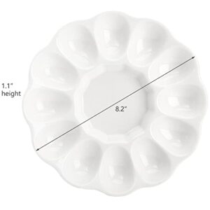 Hedume 2 Pack Deviled Egg Platter Tray, Ceramic 12-Cup Egg Dish, Egg Holder Container for Kitchen Refrigerator Countertop Display