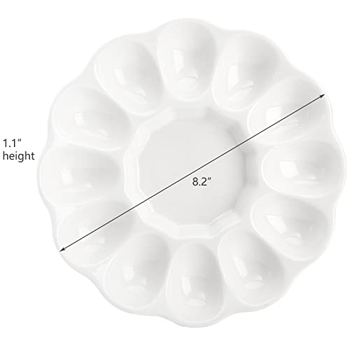 Hedume 2 Pack Deviled Egg Platter Tray, Ceramic 12-Cup Egg Dish, Egg Holder Container for Kitchen Refrigerator Countertop Display