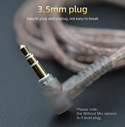 FAAEAL KZ ZSN PRO Earphone Upgraded Cable 2 Pin 0.75mm OFC Replacement Detachable Cable 3.5mm Gold-Plated Replacement Headsets Wire for KZ EDX ZEX ZS10 PRO ZAS Zax DQ6 Headphones(No Mic, C Pin)