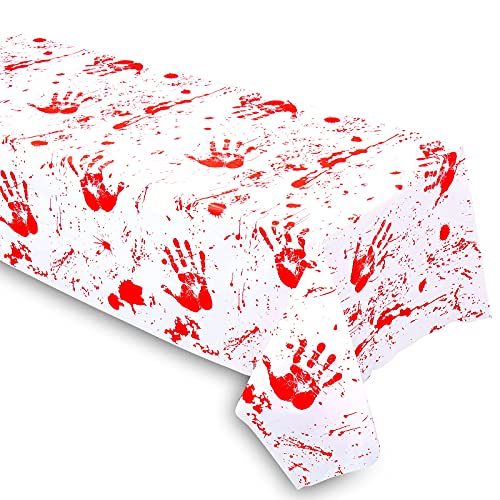 Grabo 4Pcs Halloween Decorations - Bloody Zombie Table Cover, Scary Tablecloth |102 ×51in| for Halloween Party Supplies Decoration, Horror Halloween Birthday Party