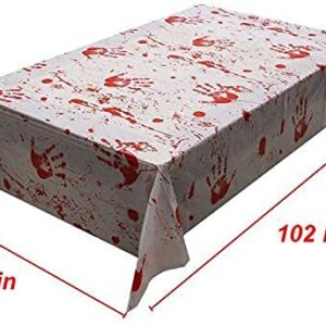 Grabo 4Pcs Halloween Decorations - Bloody Zombie Table Cover, Scary Tablecloth |102 ×51in| for Halloween Party Supplies Decoration, Horror Halloween Birthday Party