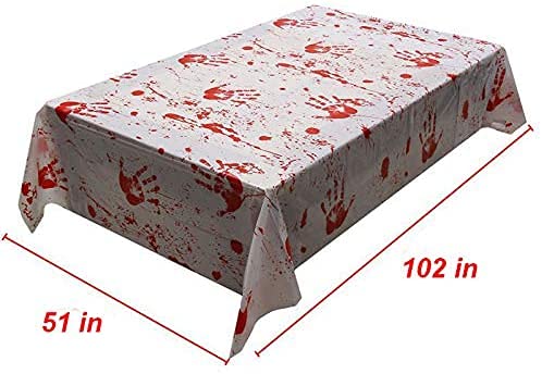 Grabo 4Pcs Halloween Decorations - Bloody Zombie Table Cover, Scary Tablecloth |102 ×51in| for Halloween Party Supplies Decoration, Horror Halloween Birthday Party