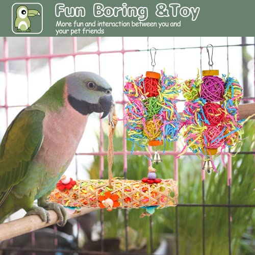 Bird Toys Bird Shredding Foraging Toys Parakeet Toy Chewing Hanging Toy Bird Shredded Paper Bird Cage Accessories Bird Rope Perch for Conure Cockatiel Budgies Lovebird Parrotlet