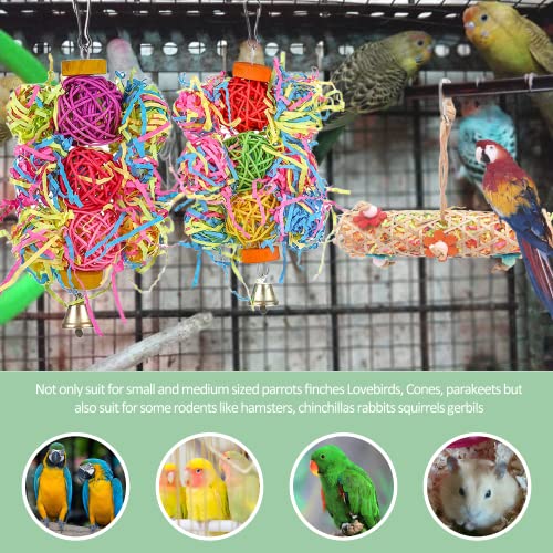 Bird Toys Bird Shredding Foraging Toys Parakeet Toy Chewing Hanging Toy Bird Shredded Paper Bird Cage Accessories Bird Rope Perch for Conure Cockatiel Budgies Lovebird Parrotlet