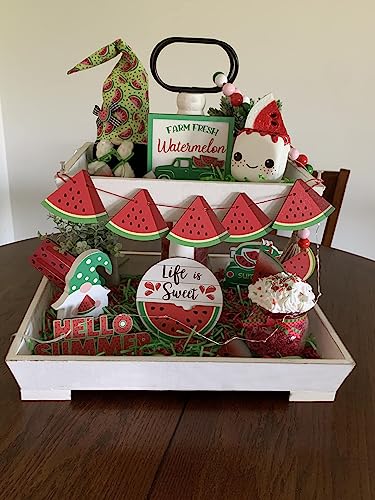 2 Tiered Tray, 2 Tier Wood Tiered Tray, 2 Tiered Tray Farmhouse,White Tiered Tray for Rustic Home Sweet Home Kitchen Decor for Valentine's Day Halloween Christmas Easter