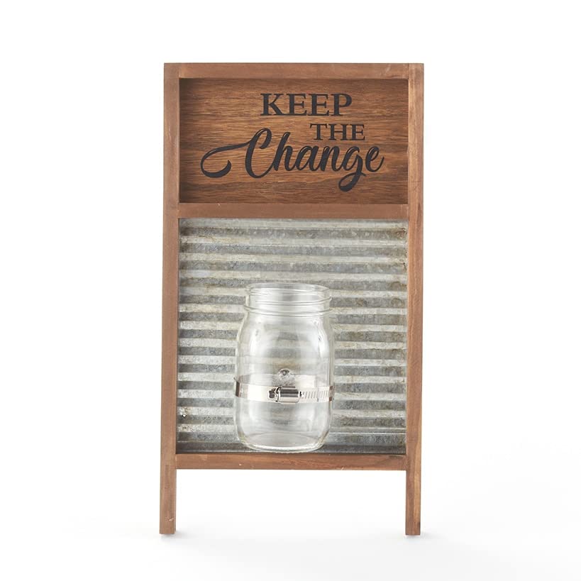 Keep the Change Jar with Washboard Background - Kitchen Wall Accent