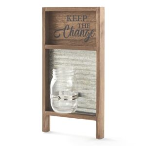 Keep the Change Jar with Washboard Background - Kitchen Wall Accent