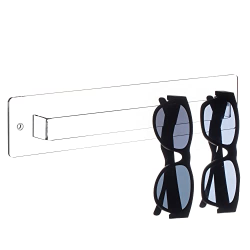 MyGift Modern Wall Mounted Clear Acrylic Sunglasses Hanger Rack, Eyewear Display Rail Holder