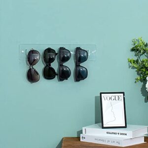 MyGift Modern Wall Mounted Clear Acrylic Sunglasses Hanger Rack, Eyewear Display Rail Holder